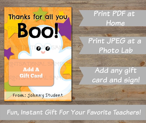 Printable Thank You Card Teacher Appreciation Halloween Gift | Etsy