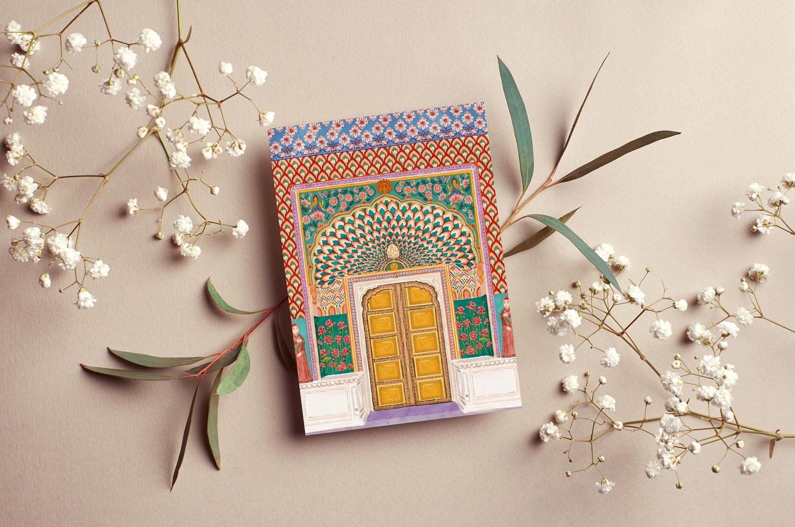 Jaipur Palace Lotus Gate Greeting Card: India Art Print - Etsy