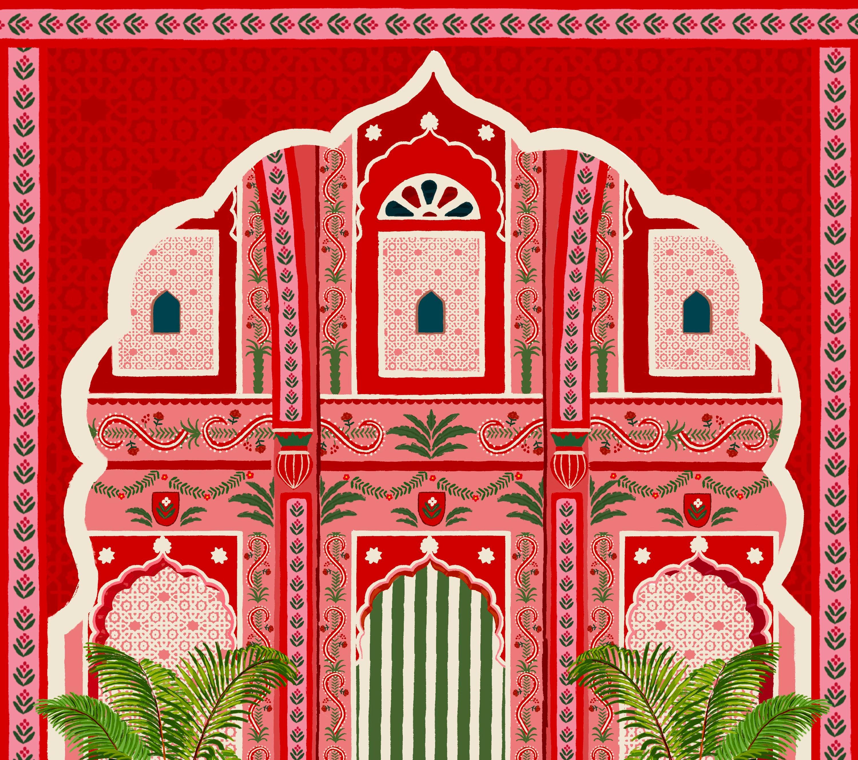Red Villa Palladio Jaipur Art Print India Art Print Original Art ...
