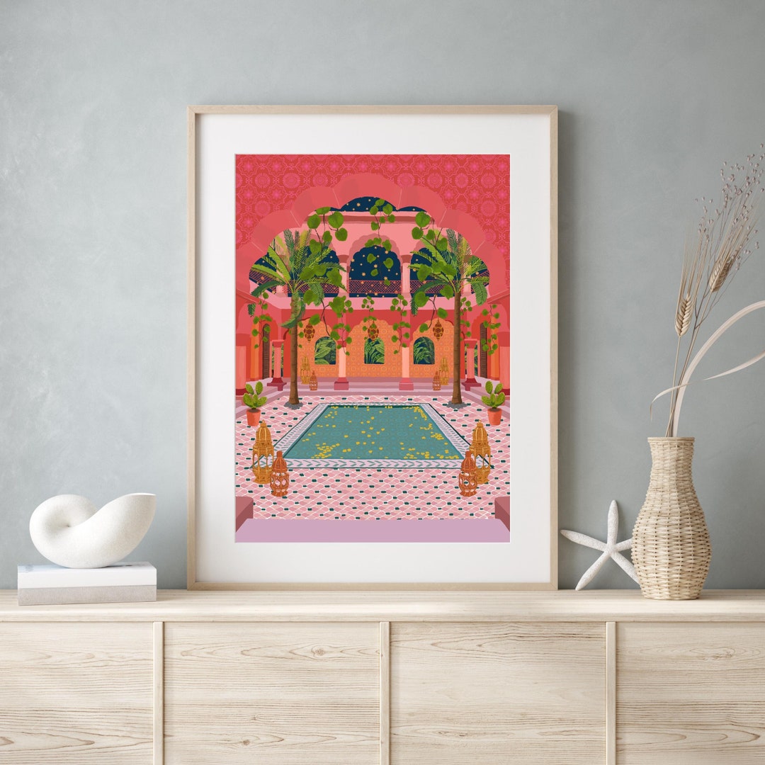Moroccan Riad Art Print | Original Art | Colourful Wall Art | Bali Spa ...