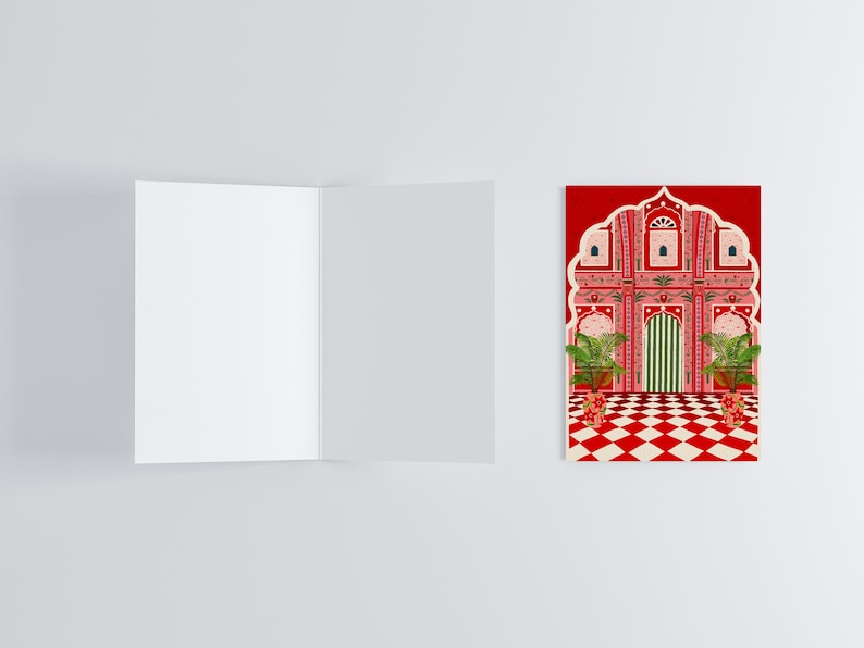 Red Villa Palladio Jaipur Card: India Travel Art Print - Etsy