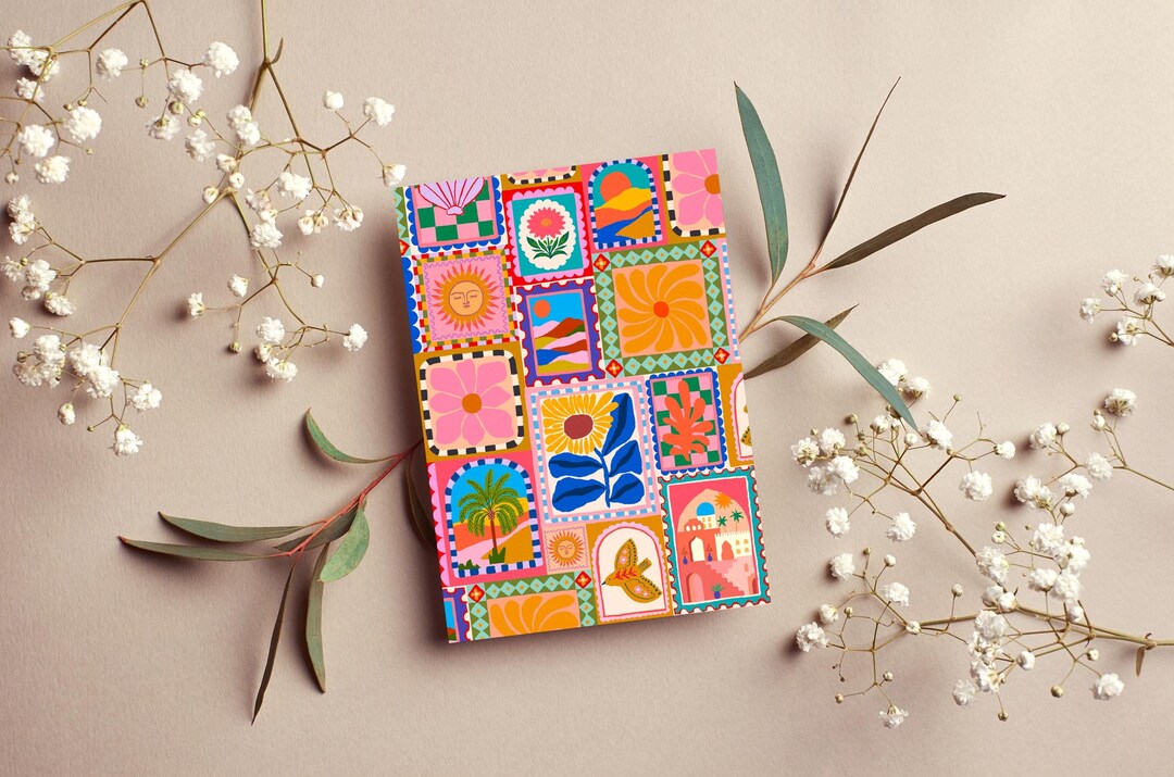 Travel Stamps A6 Greeting Card: Floral Destinations - Etsy