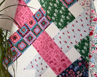 Throw Quilt Kit Ribbon Box Quilt Project Fabric Bundle Buttercream by ...