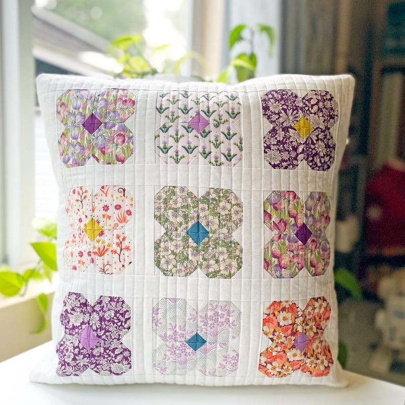 Quilted Flower Cushion - Etsy UK