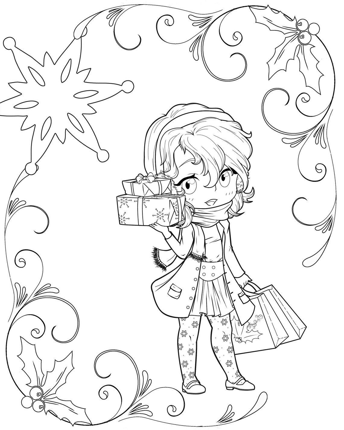 Dainty Damsels: Christmas Couple Single Page Coloring Downloads - Etsy