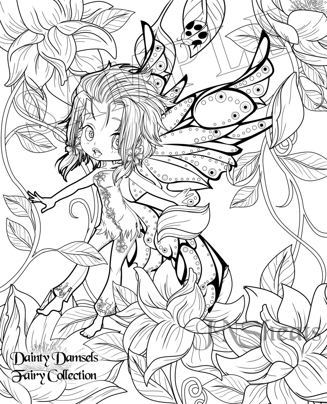 Dainty Damsels: Fairies 01 Coloring Page Download - Etsy