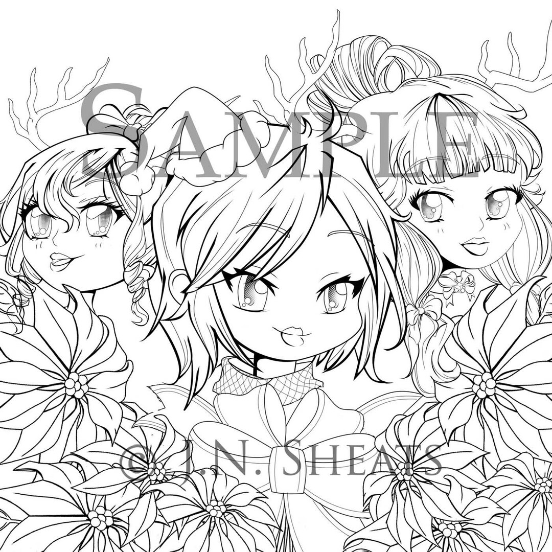 Dainty Damsels Holiday Single #2 Adult Coloring Page Download - Etsy