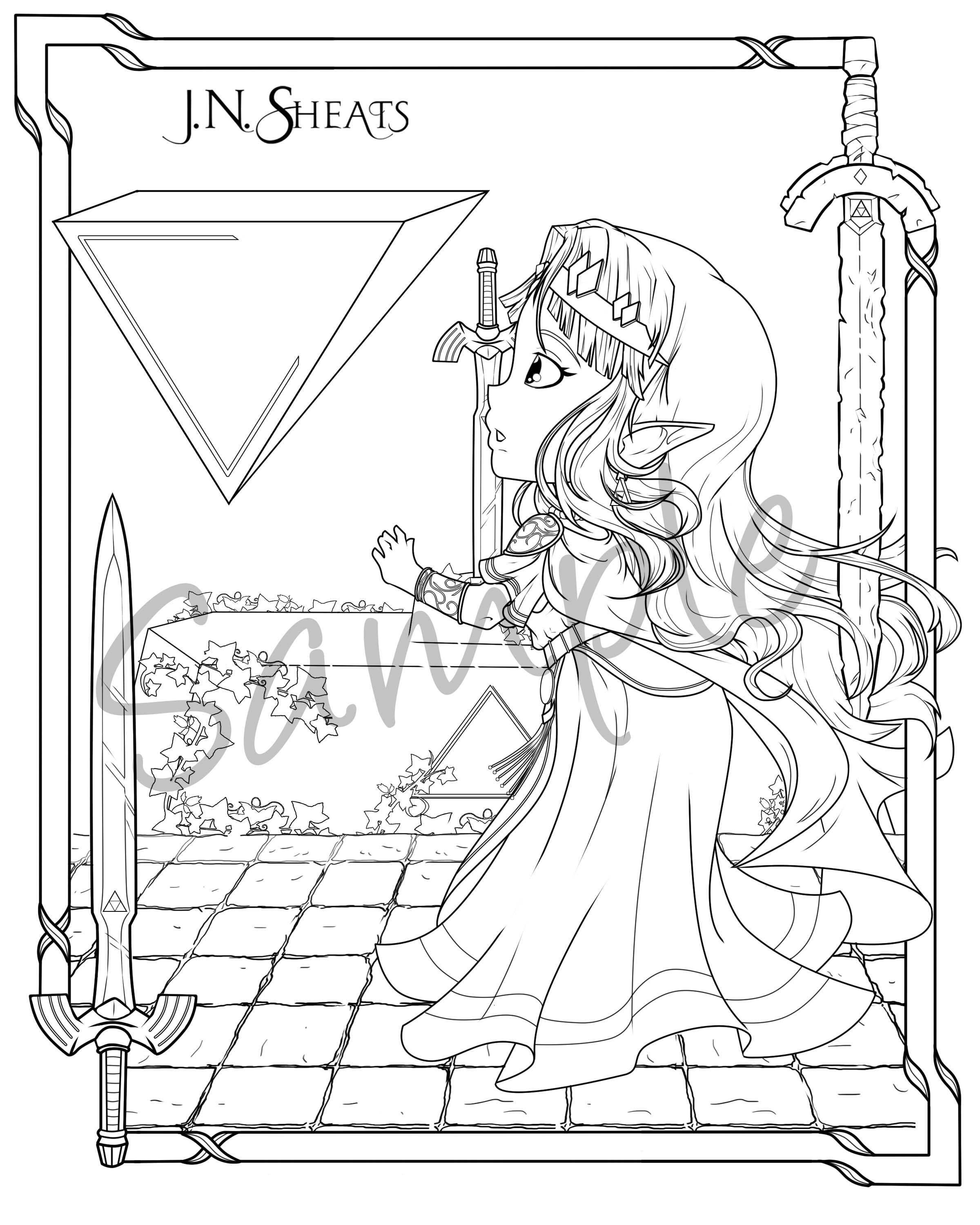 Princess Zelda Attractive Coloring Pages