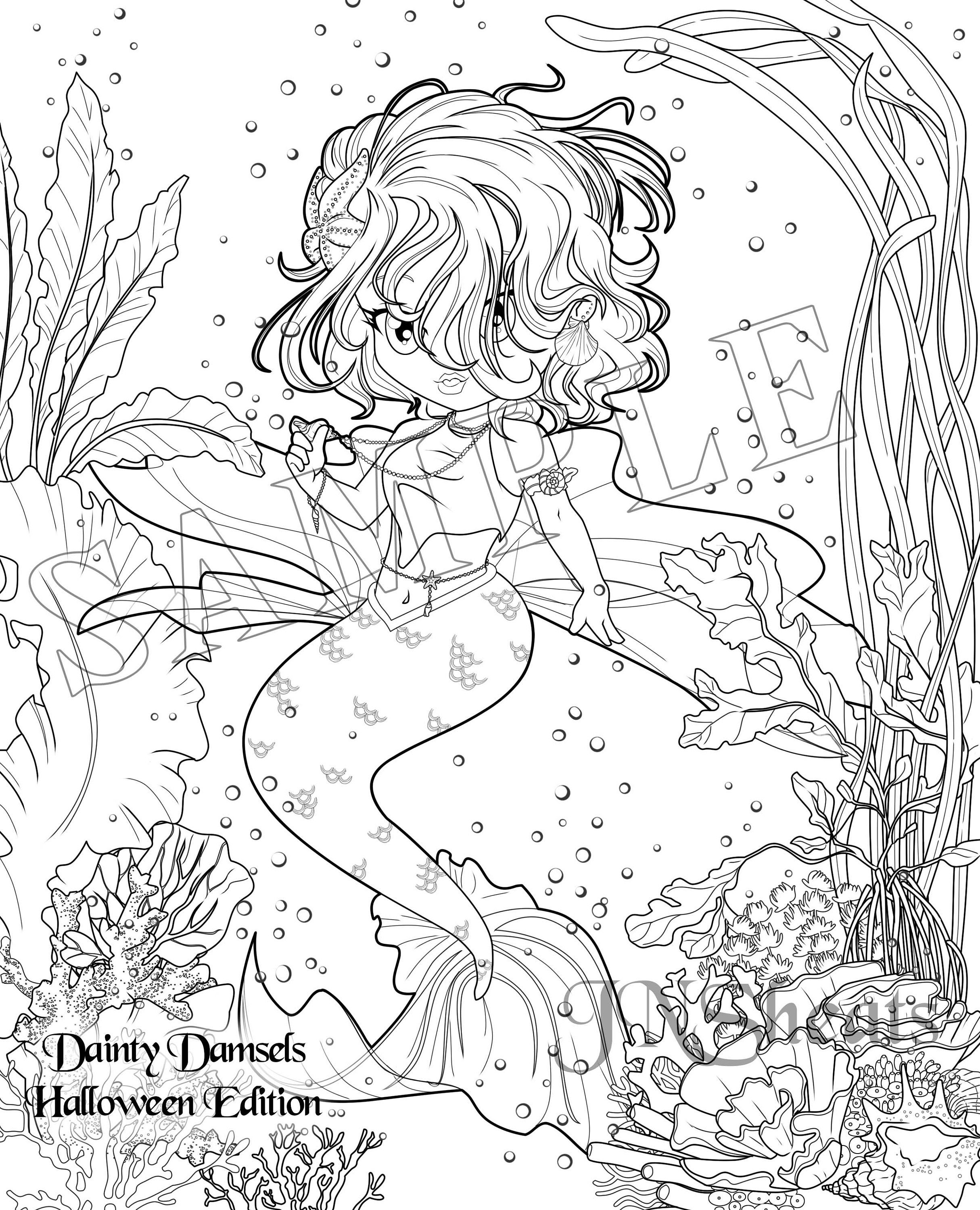 Chibi Mermaid Coloring Page Download - Etsy