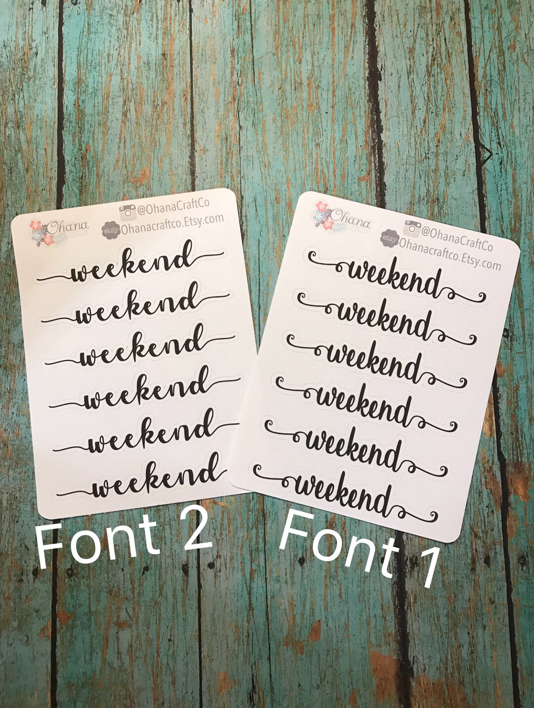 Weekend Script Planner Stickers | Two Dollar Tuesday | Black Font ...