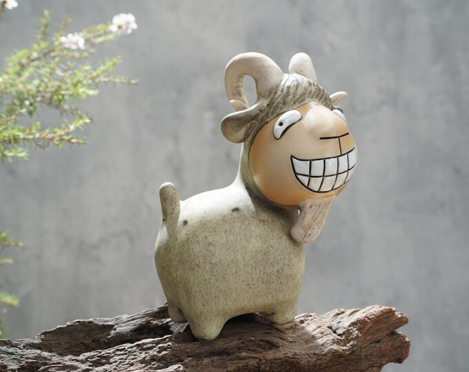 Smiling Goat, Super Cute Goat, Ceramic Goat Ornaments, Ceramic Goat ...