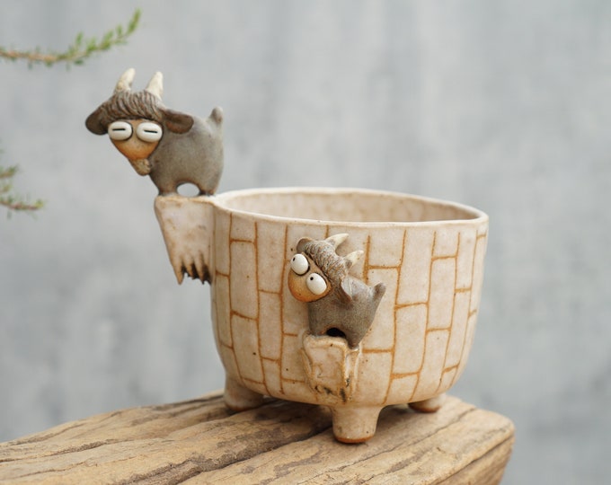 Mountain Goat Planter ,handcraft, Plant Pot , Handmade Ceramic - Etsy