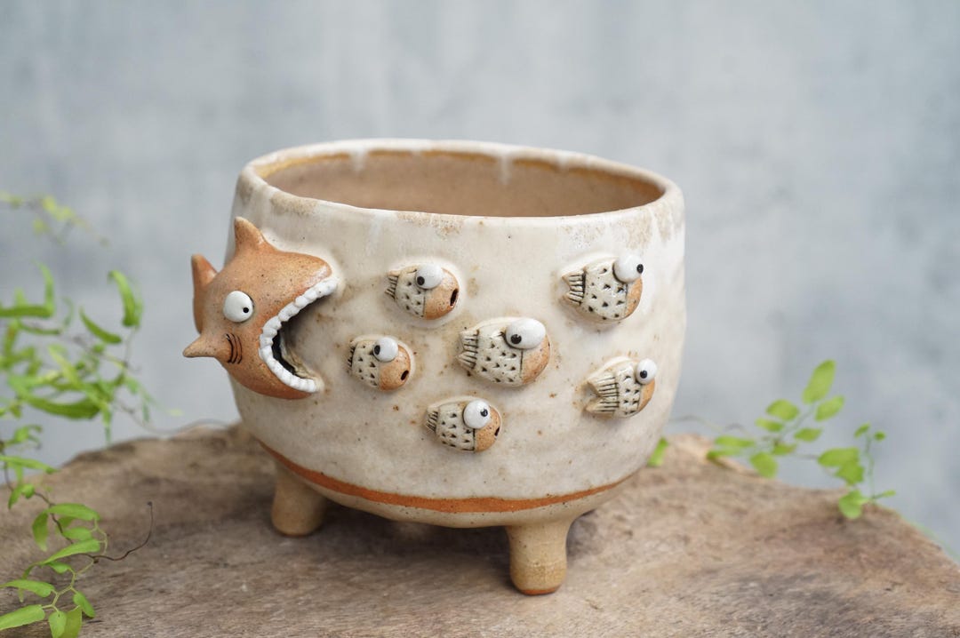 Fish Plant Pot , Shark Planter, Handmade Ceramic. Cactus ,succulent ...