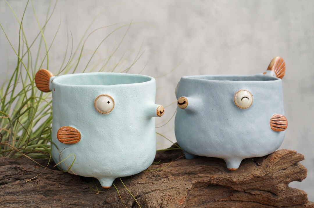 Small Puffer Pot SET OF 2 puffer Plant Pot Handmade - Etsy