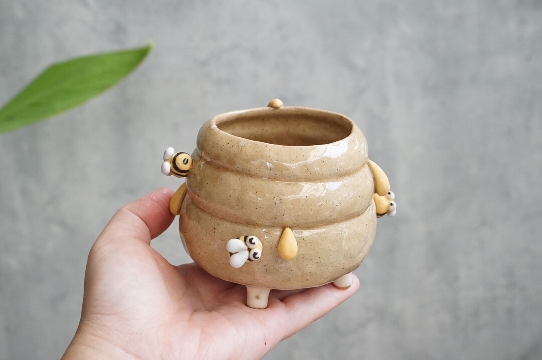 Small Beehive Ceramic Plant Pot ,honey,cactus ,bee Planter, Handmade ...