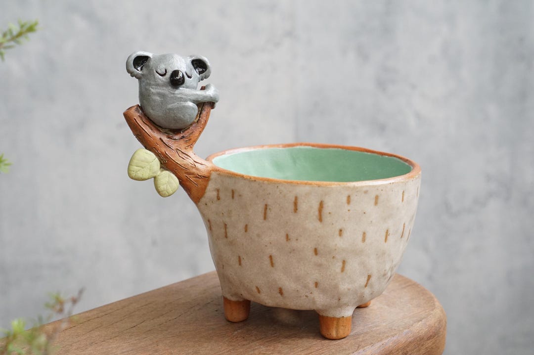 Koala Ceramic Planter, Handcraft, Plant Pot , Cactus ,bonsai , Handmade ...