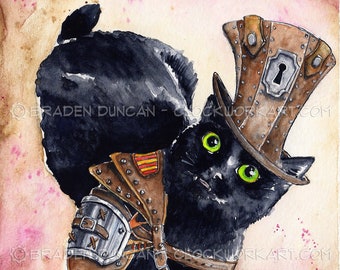 Mad Diesel: Fine Art Watercolour Black Cat Mad Max Print | Etsy