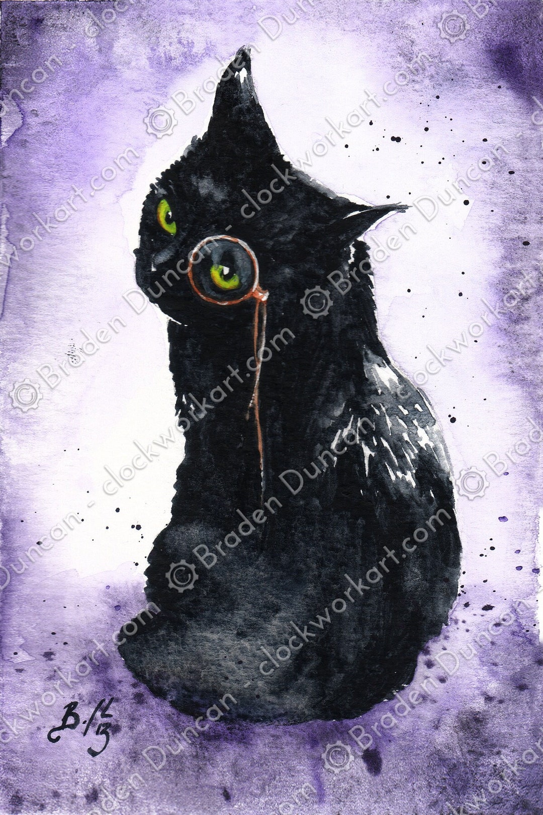 Dapper is as Dapper Does: Fine Art Watercolour Black Cat Print - Etsy