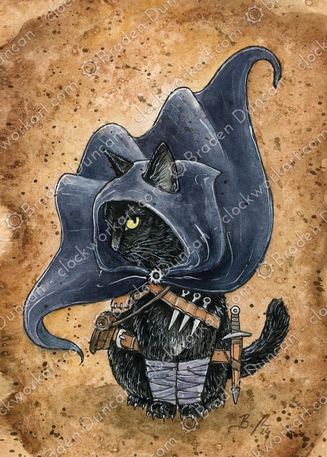 Kitten Class: Rogue - Fine Art Watercolour Fantasy D&D Cat Print - Etsy