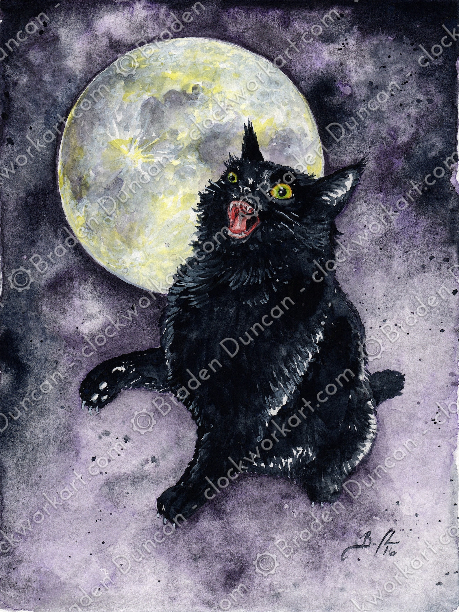 Wolf Kitten: Fine Art Watercolour Black Cat Print - Etsy