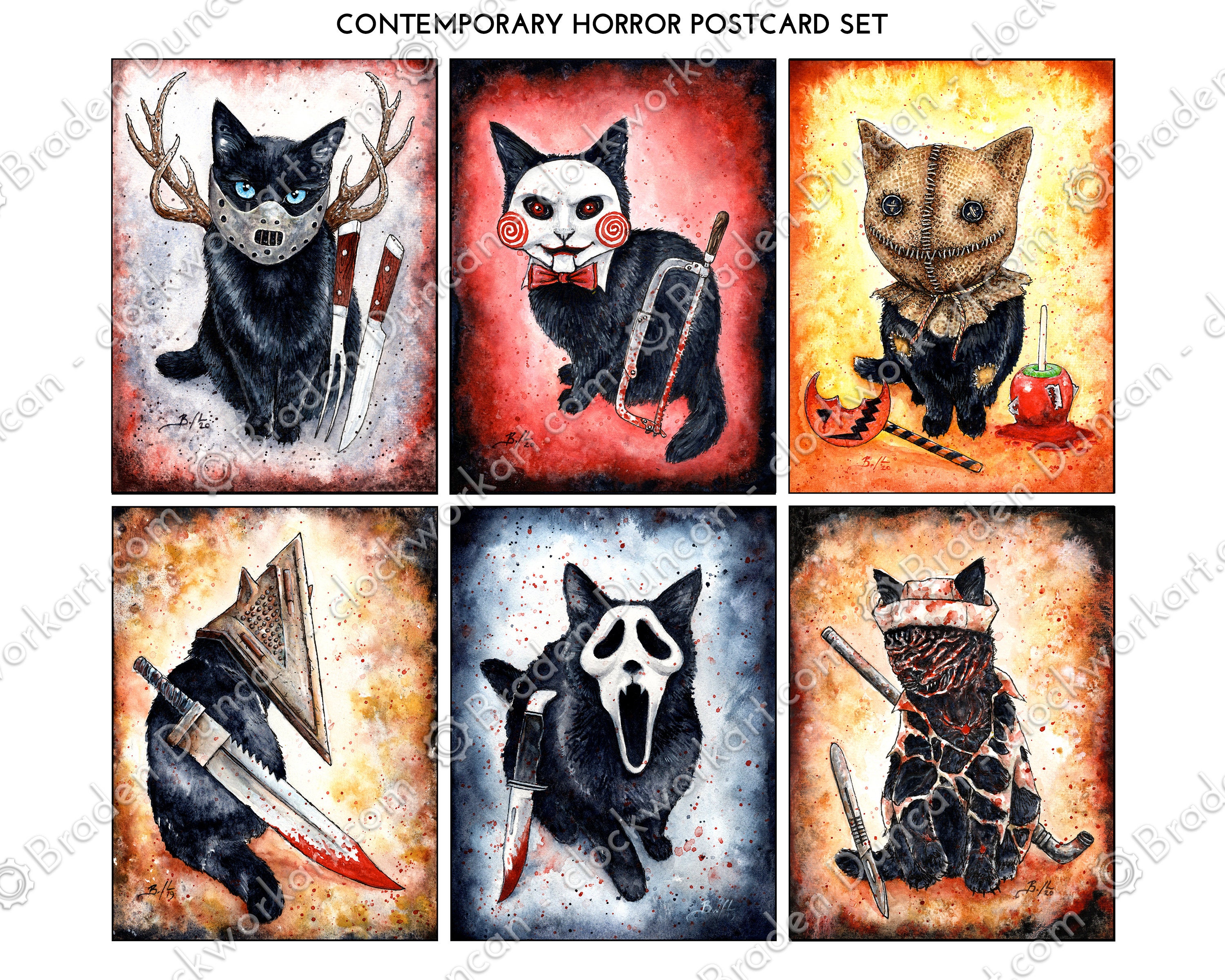 Contemporary Horror Kitten Postcards - Black Cat Cards - Etsy