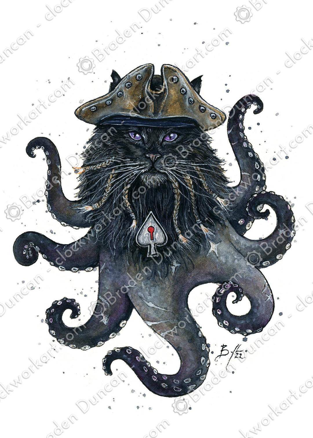 Octopussy: Captain Blackbeard - Watercolour Steampunk Octopus Pirate ...