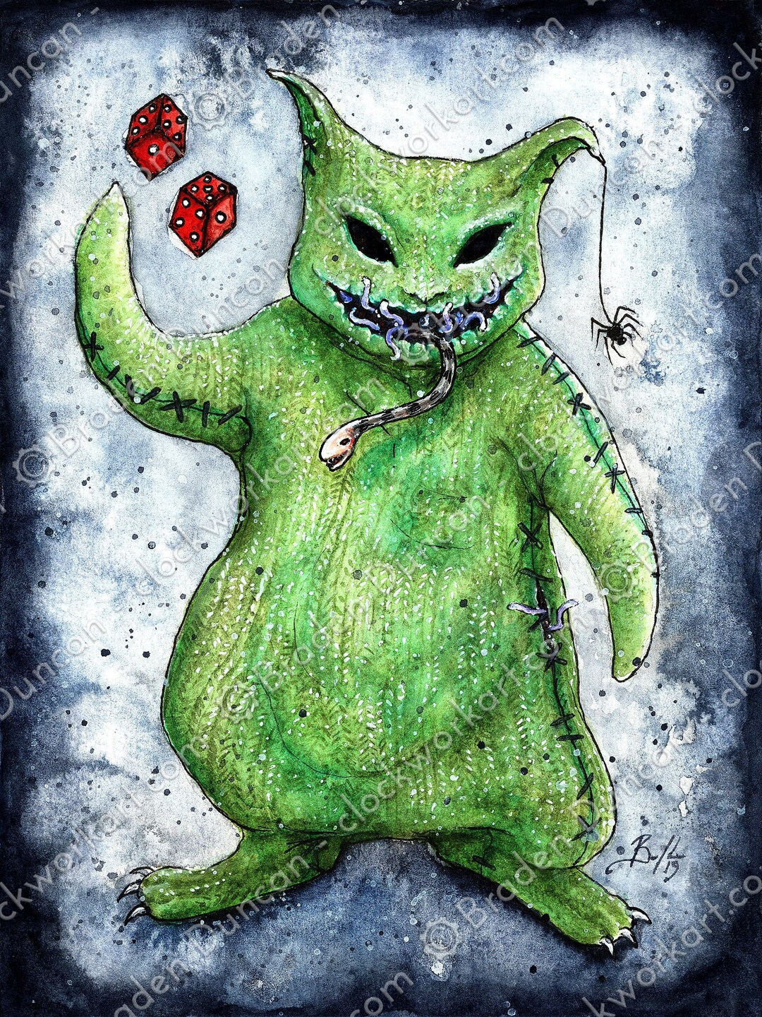 Snake Eyes Kitten - Fine Art Watercolour Halloween Cat Print - Etsy