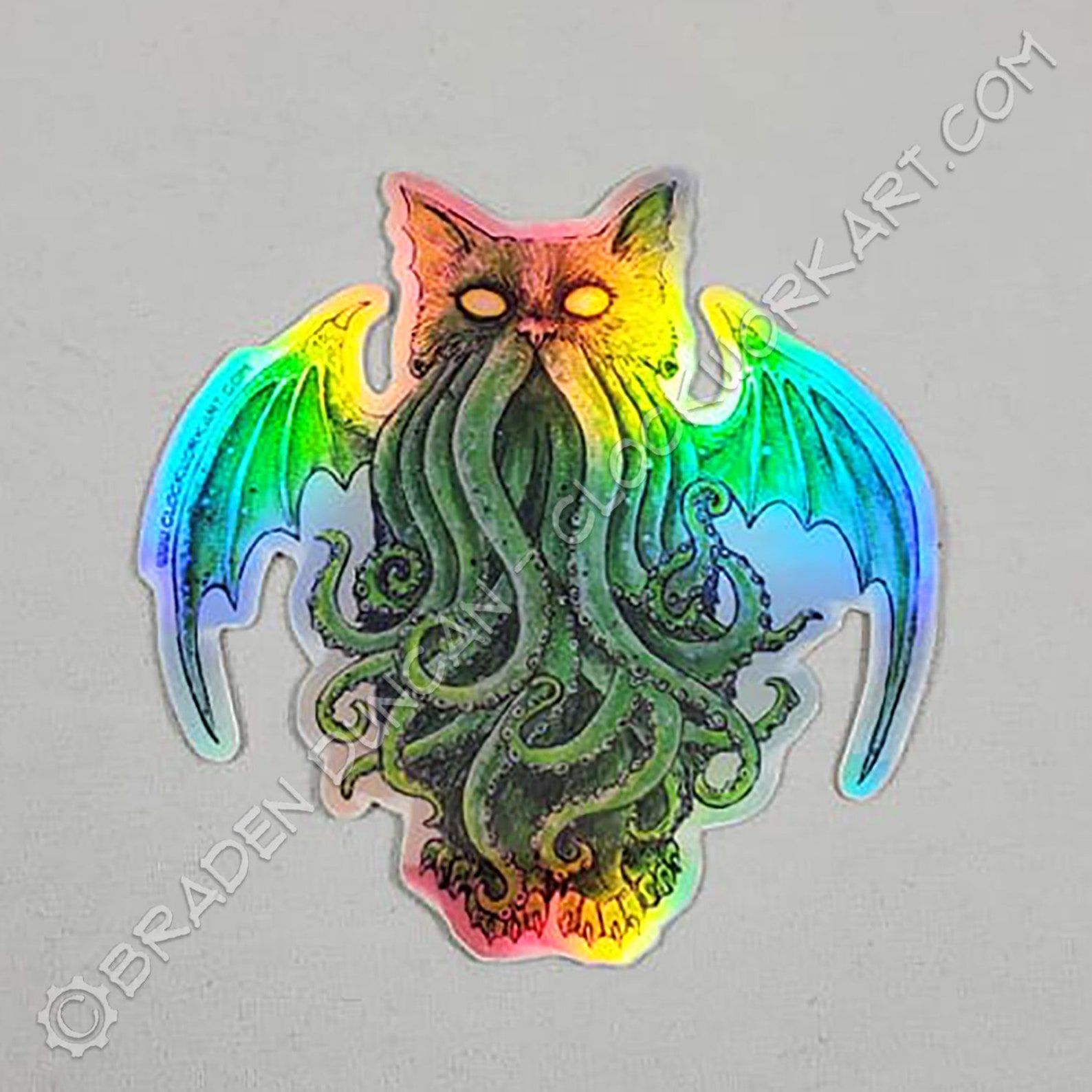 Cathulhu Die Cut Vinyl Sticker: Watercolour Horror Lovecraft Cat - Etsy