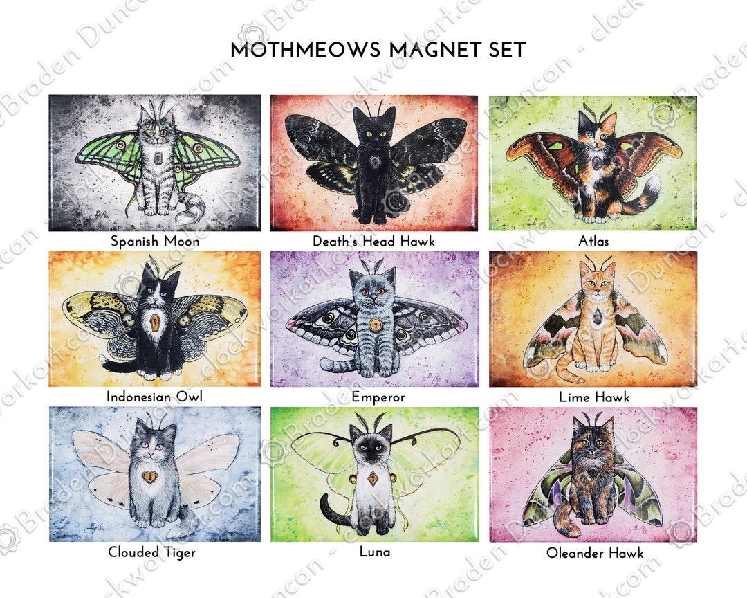 Mothmeow Magnets - Steampunk Moth Cats - Etsy