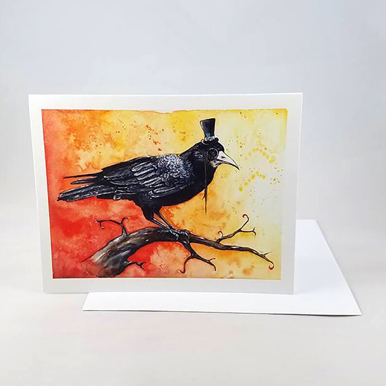 Blackbird Folded Notecards Steampunk Raven Crow Rook Greeting - Etsy