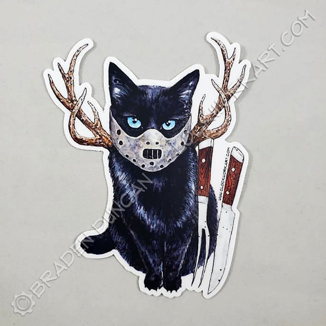 Contemporary Horror Kitten Die Cut Vinyl Stickers - Watercolour Horror ...