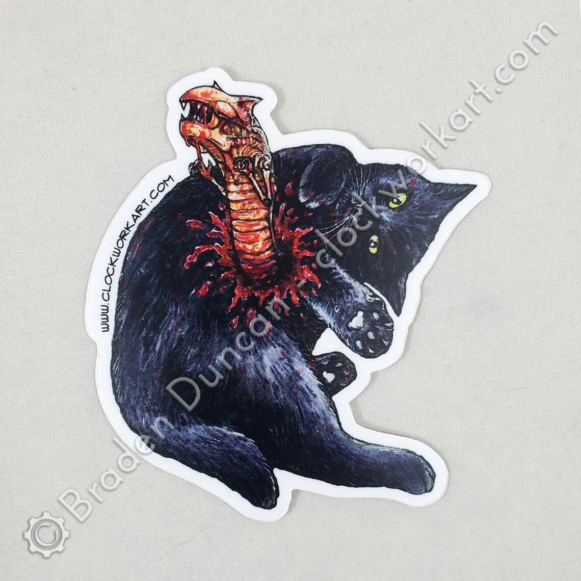 80's Horror Kitten Die Cut Vinyl Stickers: Watercolour Horror Black Cat ...
