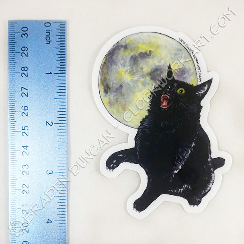 Vintage Horror Kitten Die Cut Vinyl Stickers: Watercolour Halloween ...