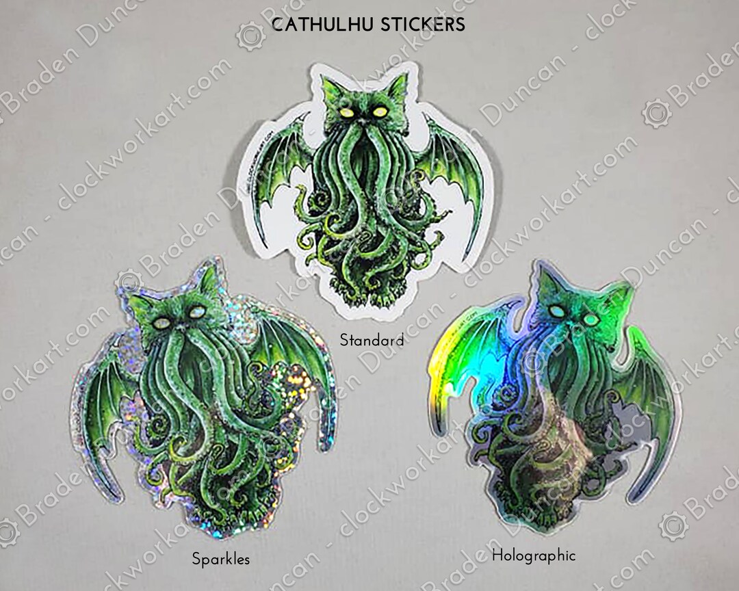 Cathulhu Die Cut Vinyl Sticker: Watercolour Horror Lovecraft Cat - Etsy