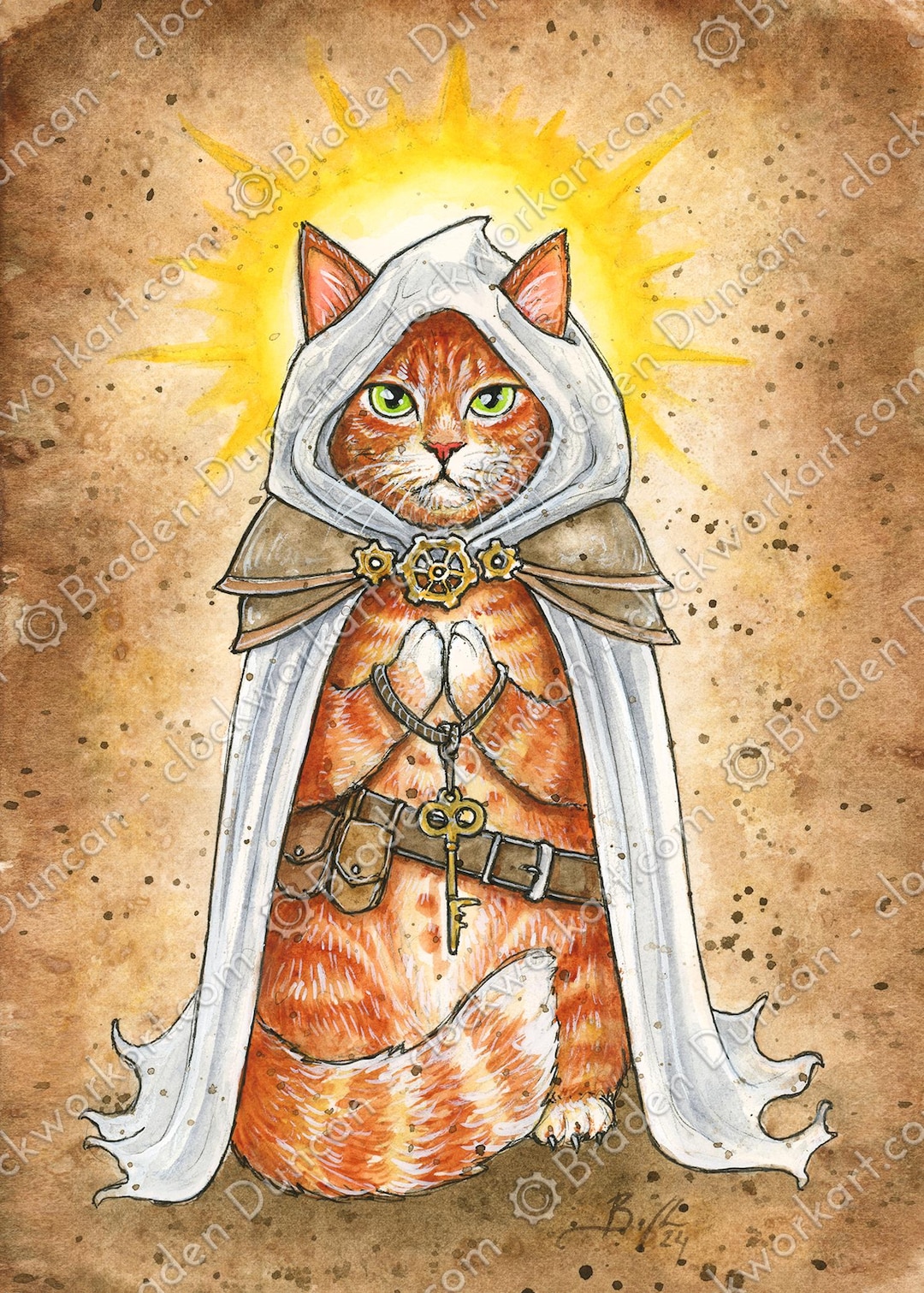 Kitten Class: Cleric - Fine Art Watercolour Fantasy D&D Cat Print - Etsy