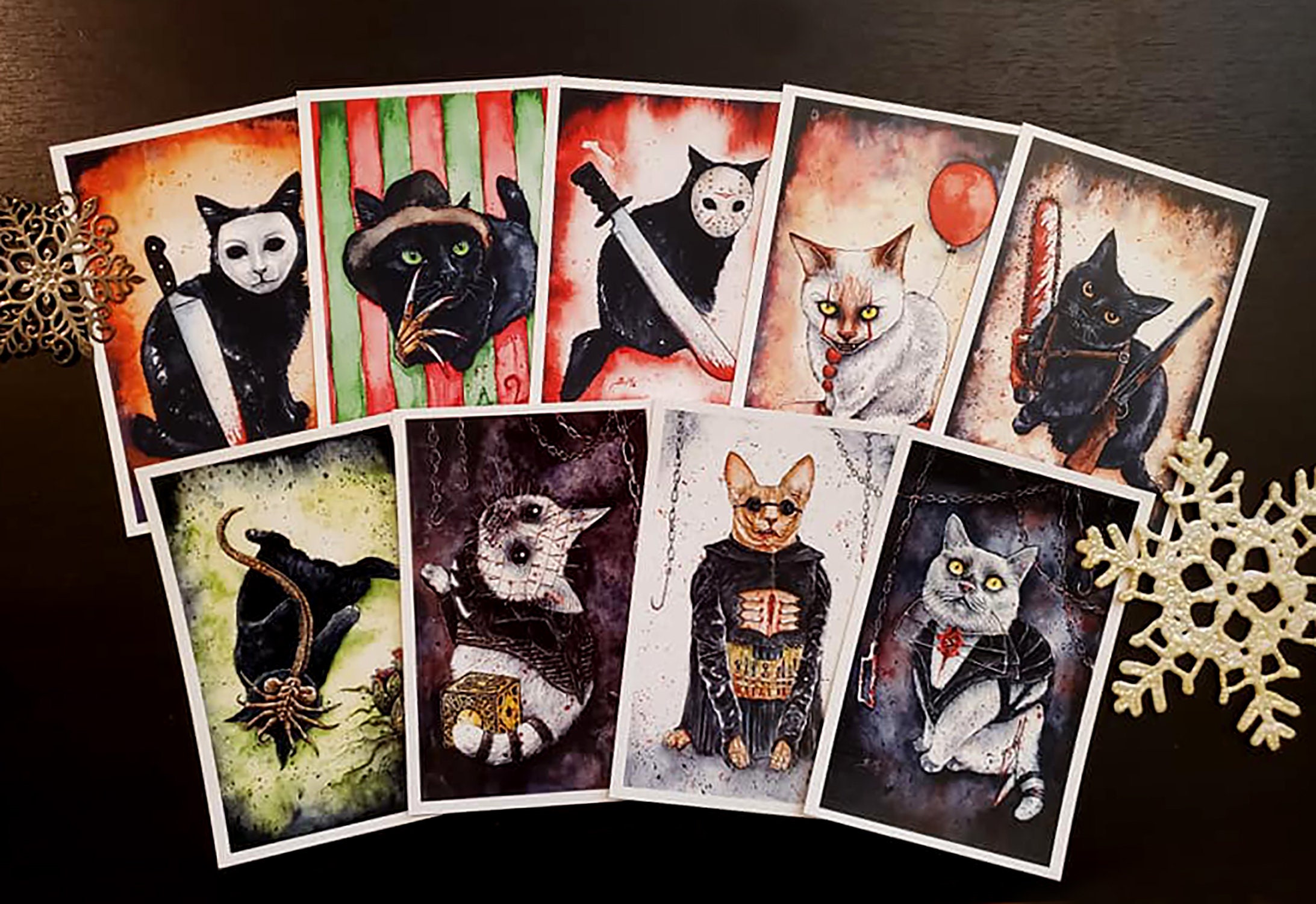 80's Horror Kitten Postcards Black Cat Halloween Cards | Etsy