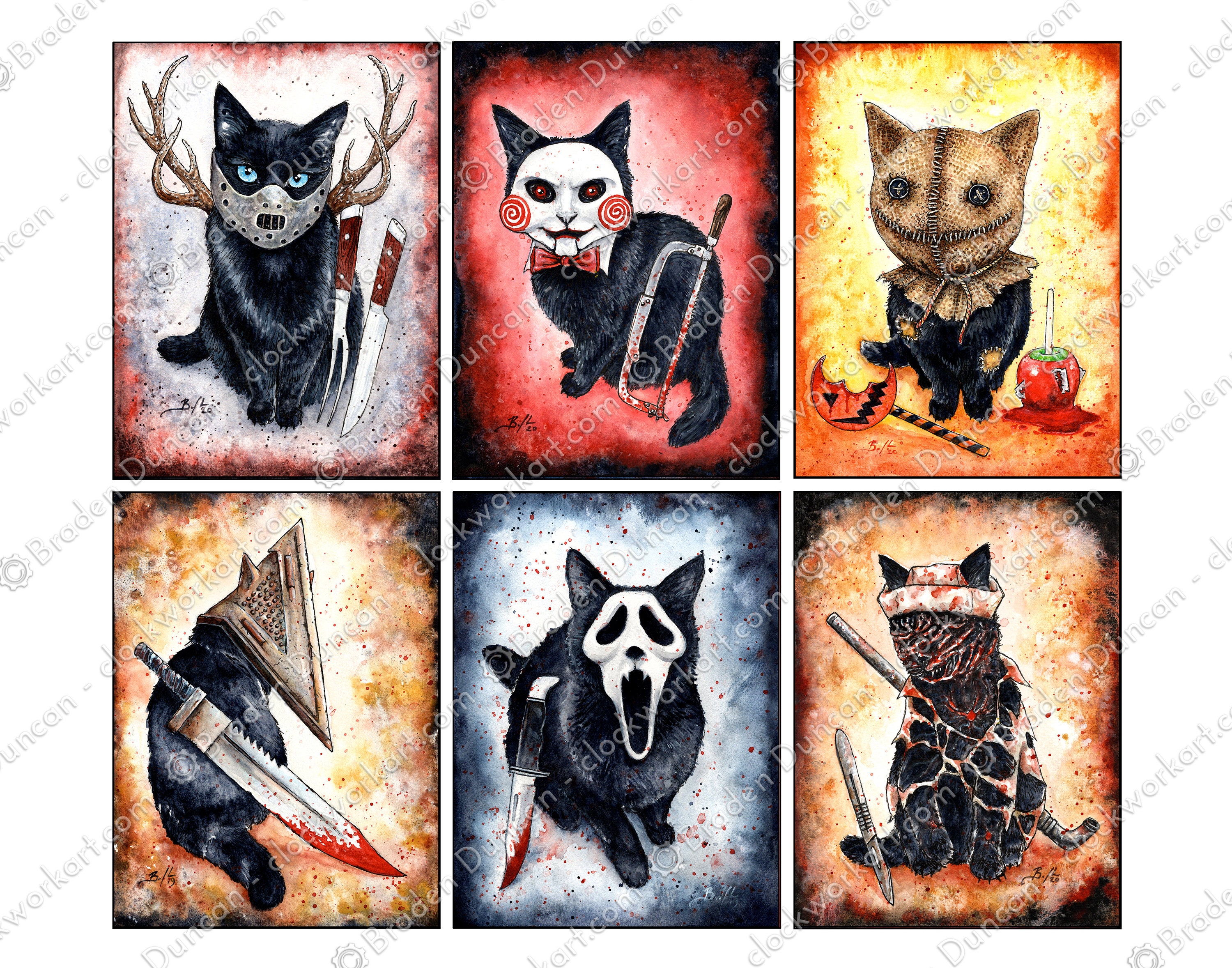 Ghost Hiss - Fine Art Watercolour Horror Black Cat Print - Etsy
