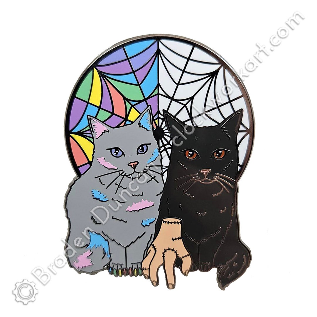 Wednesday's Cat is Full of Woe Enamel Pin: Watercolour Horror Halloween ...