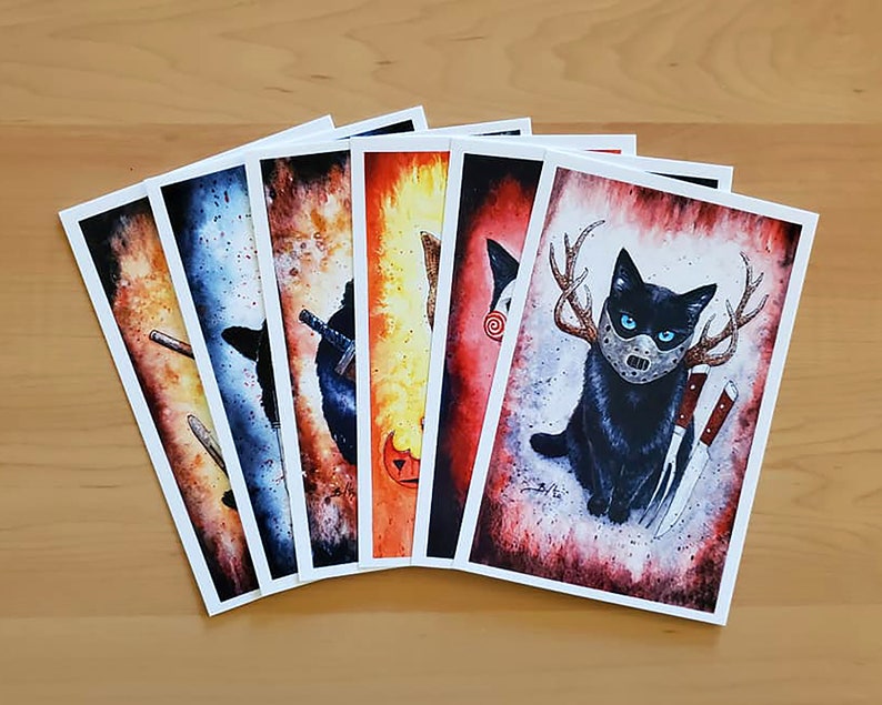 Contemporary Horror Kitten Postcards Black Cat Cards - Etsy