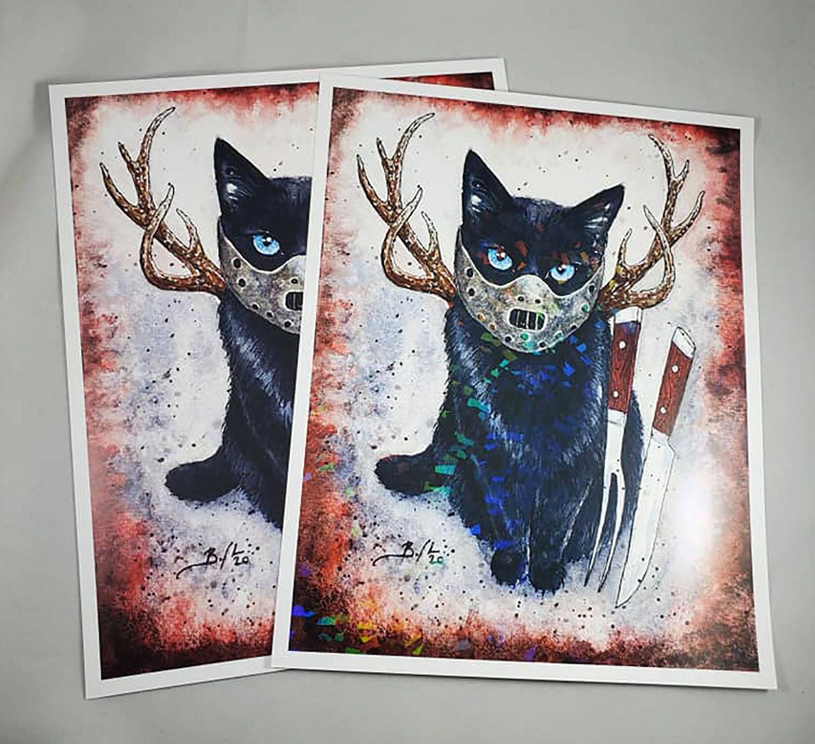 Cannibal Kitten - Fine Art Watercolour Horror Black Cat Print - Etsy UK