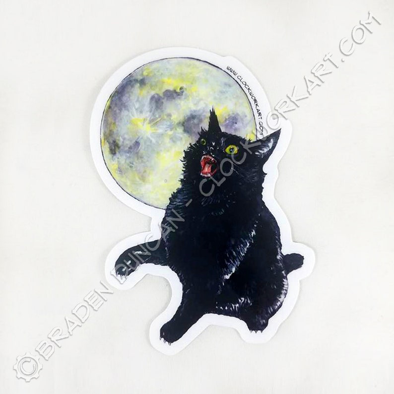Vintage Horror Kitten Die Cut Vinyl Stickers: Watercolour - Etsy