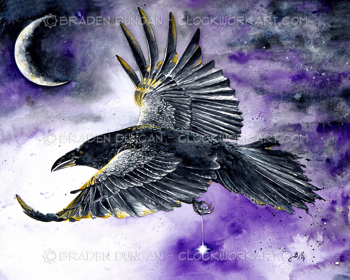 One for Sorrow: Fine Art Watercolour Bird Print - Etsy