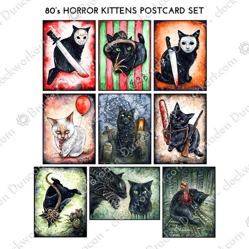 Contemporary Horror Kitten Postcards Black Cat Cards - Etsy