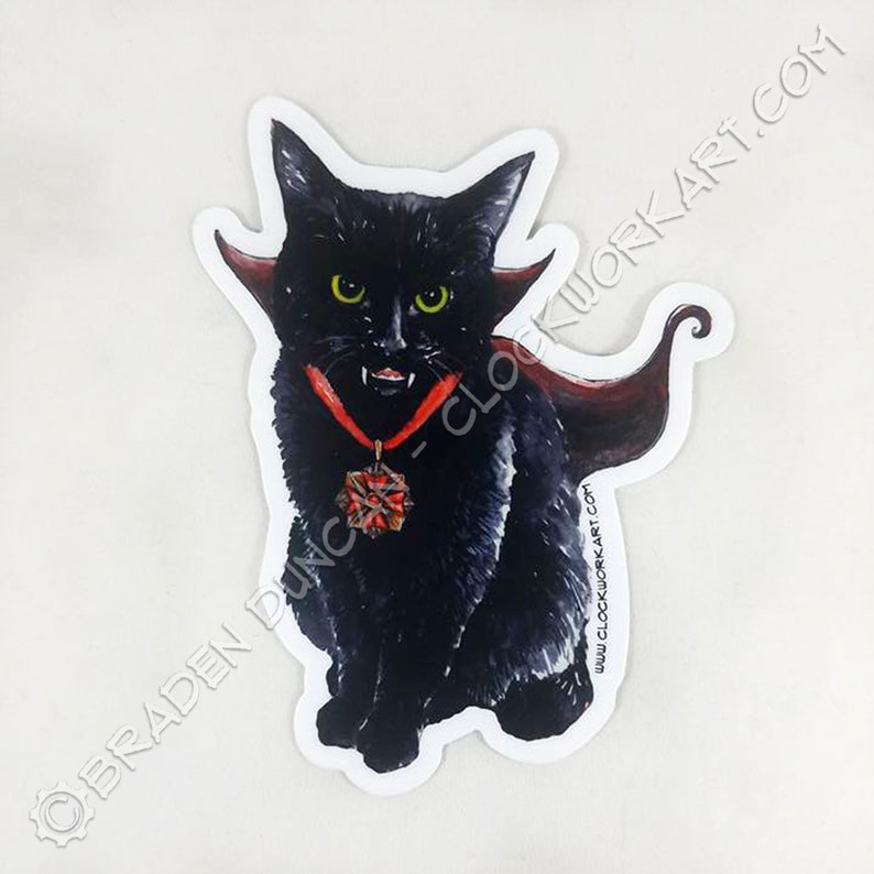Vintage Horror Kitten Die Cut Vinyl Stickers: Watercolour - Etsy