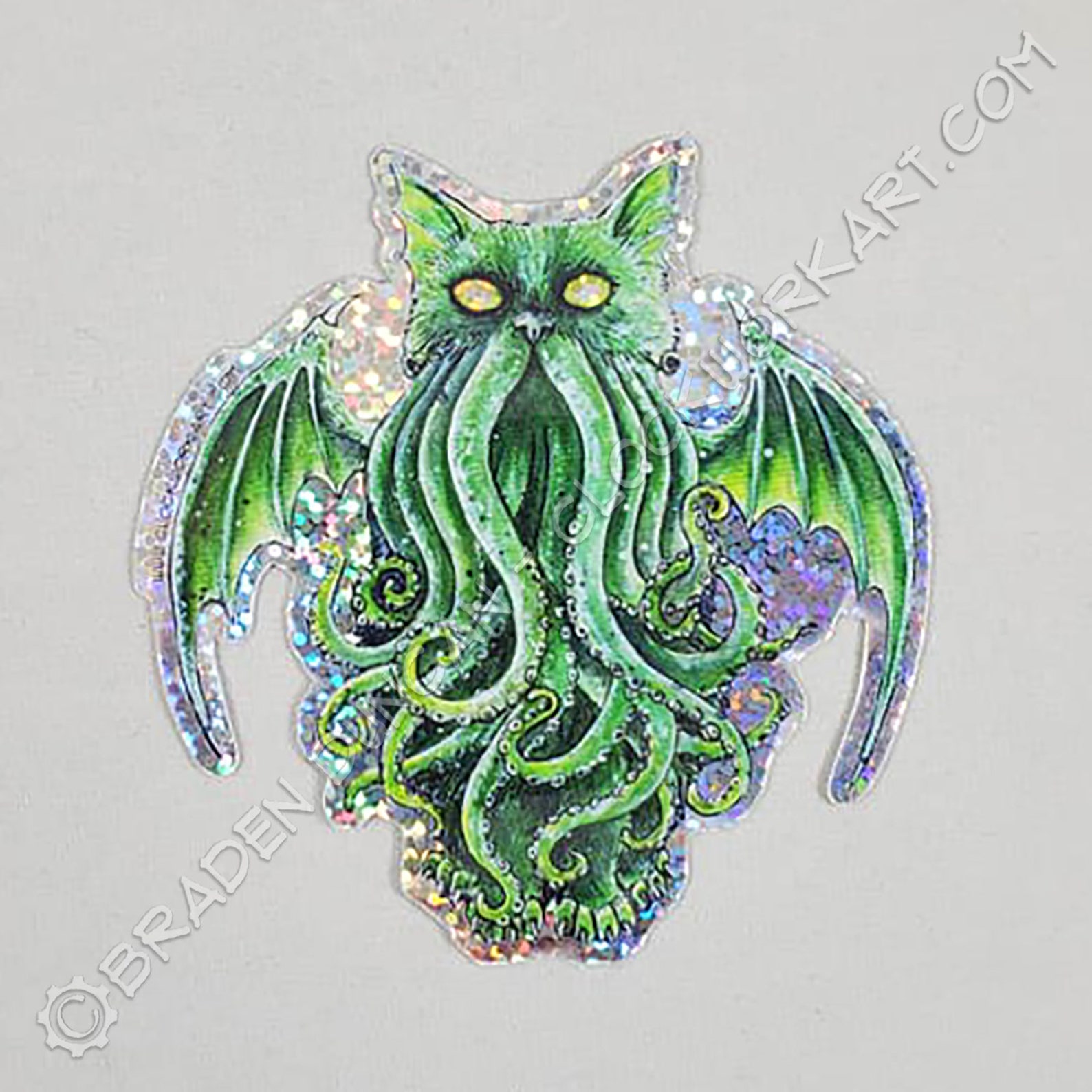 Cathulhu Die Cut Vinyl Sticker: Watercolour Horror Lovecraft Cat - Etsy