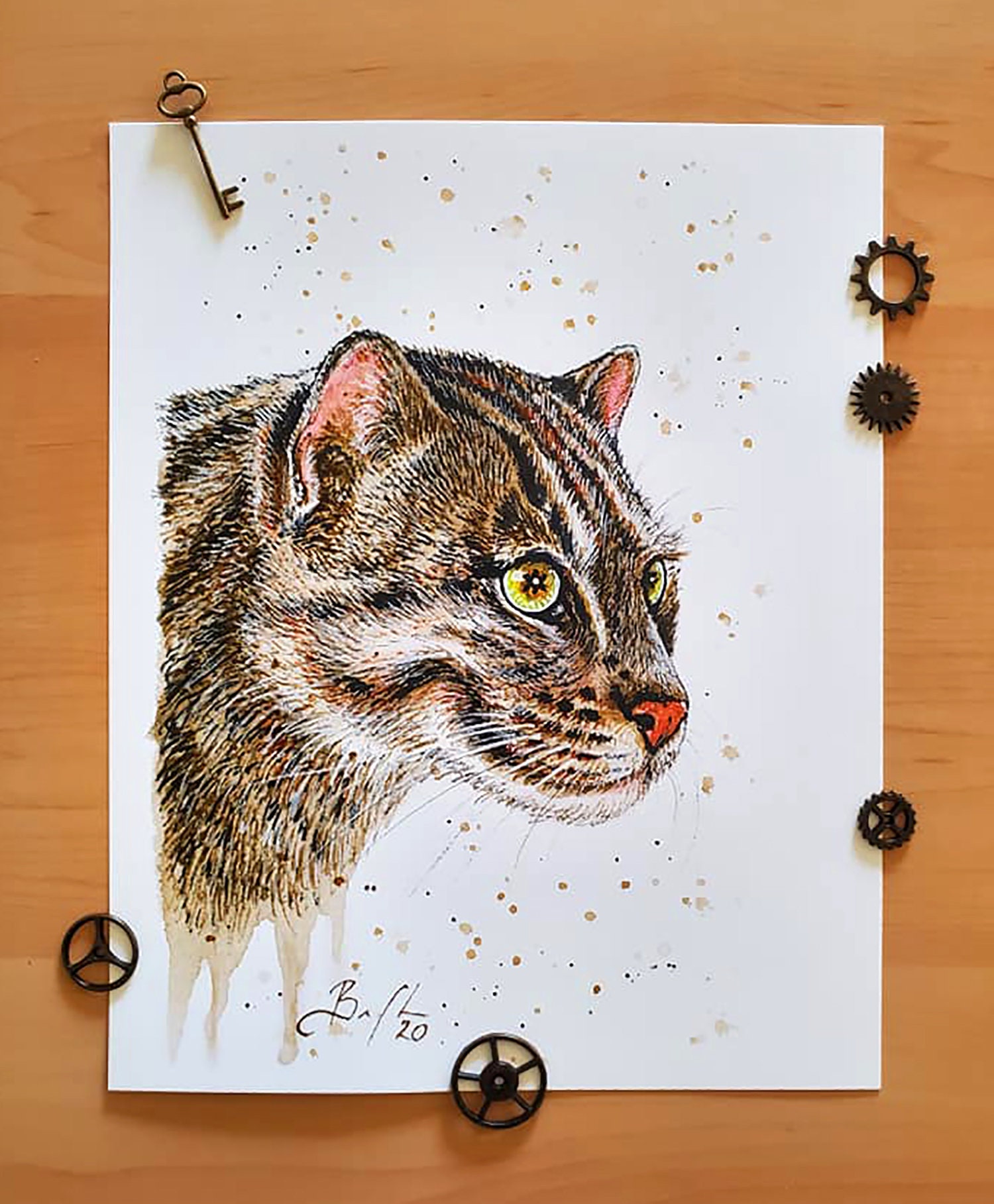 Fishing Cat Art for Charity Watercolour Wildcat Print | Etsy