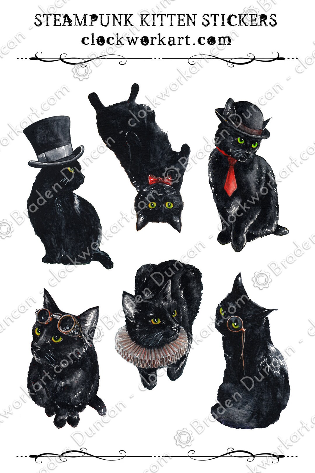 Steampunk Kittens 4x6 Vinyl Sticker Sheet - Etsy