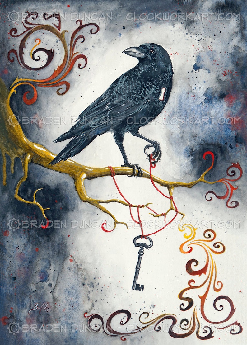 Heart Strings & Raven Wings: Fine Art Bird Print - Etsy