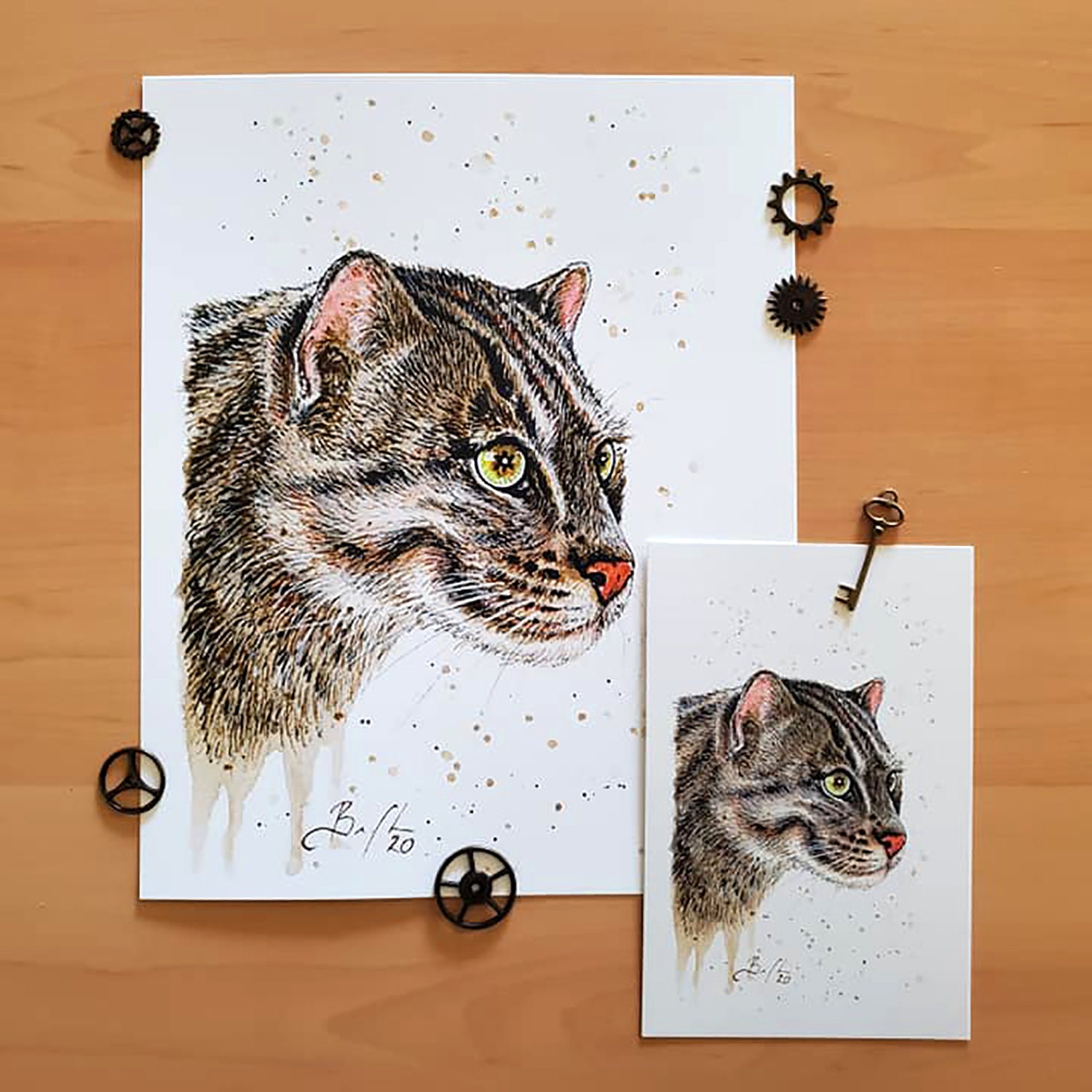 Fishing Cat Art for Charity Watercolour Wildcat Print | Etsy