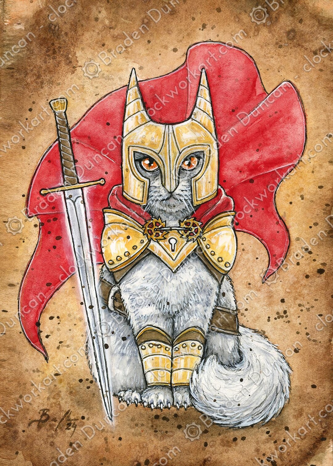 Kitten Class: Paladin - Fine Art Watercolour Fantasy D&D Cat Print - Etsy
